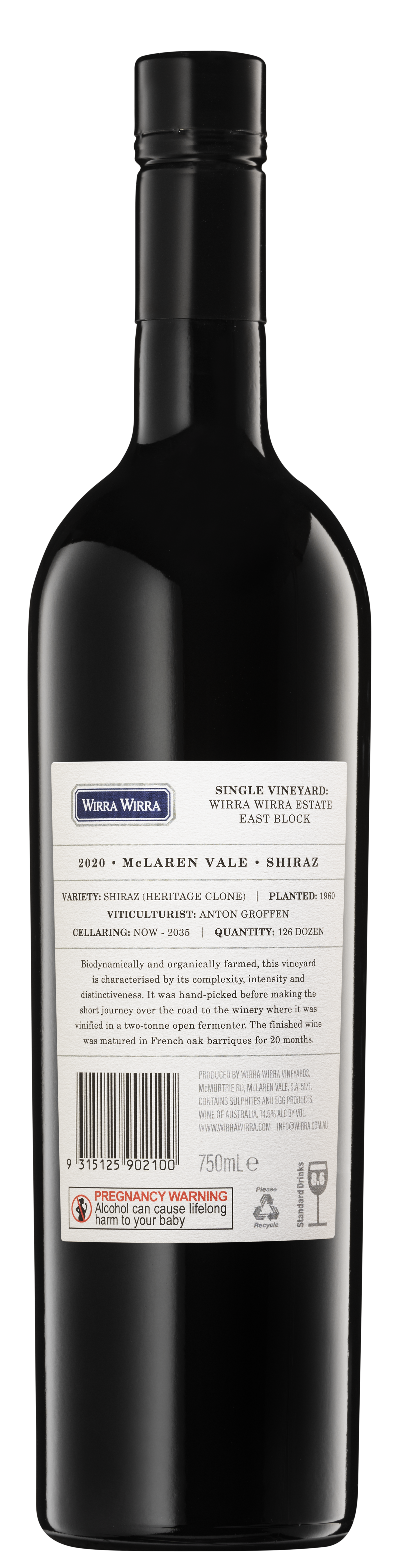 2020 Estate East Block Shiraz – Wirra Wirra Vineyards